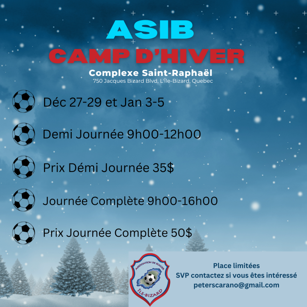 ASIB winter camp - Association de Soccer de l'Île-Bizard